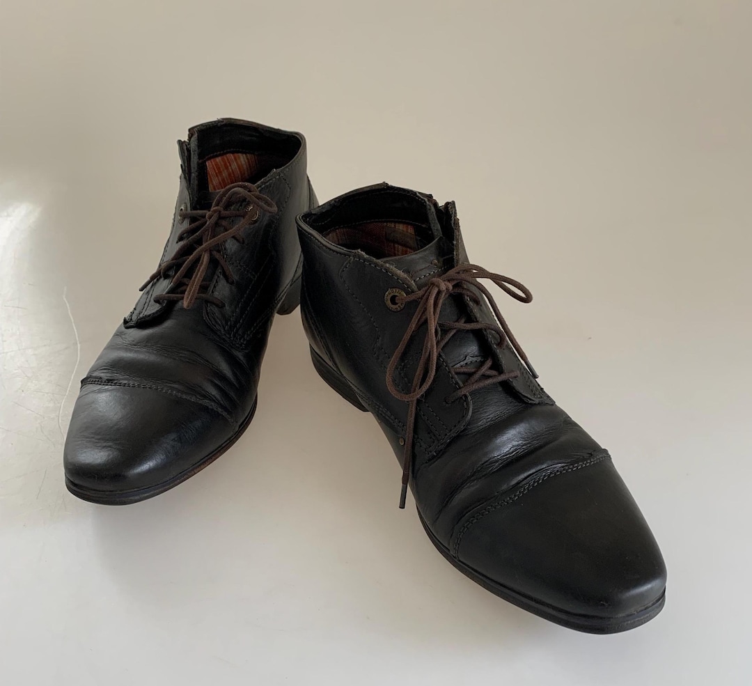 Vintage Bugatti Men's Leather Boots Dark Gray Ankle Boots Casual Boots Size EU 41, UK7.5, US8 ...