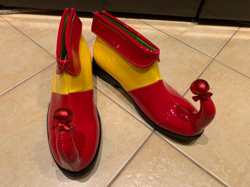 Funny Clown Shoes Costume – Red PU Clown Boots for Halloween, Circus ...