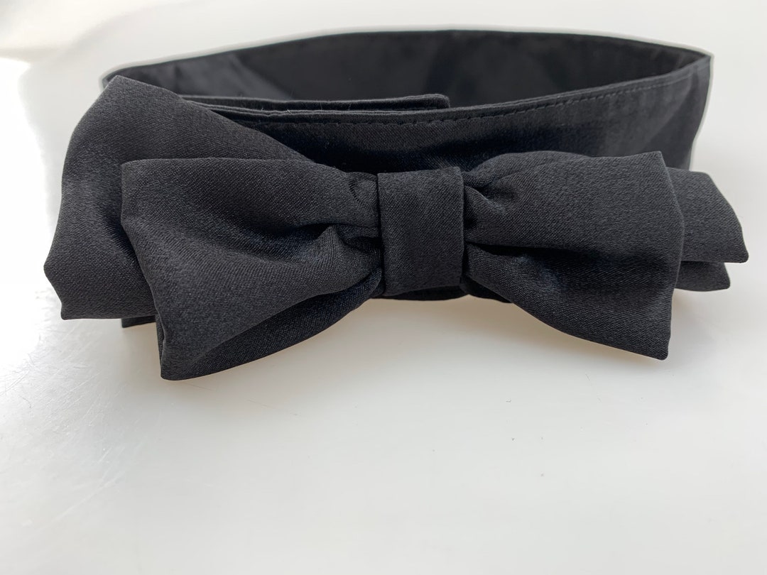 Black Bow Belt Handmade Waist Belt Evening Belt Satin Polyester Dress ...