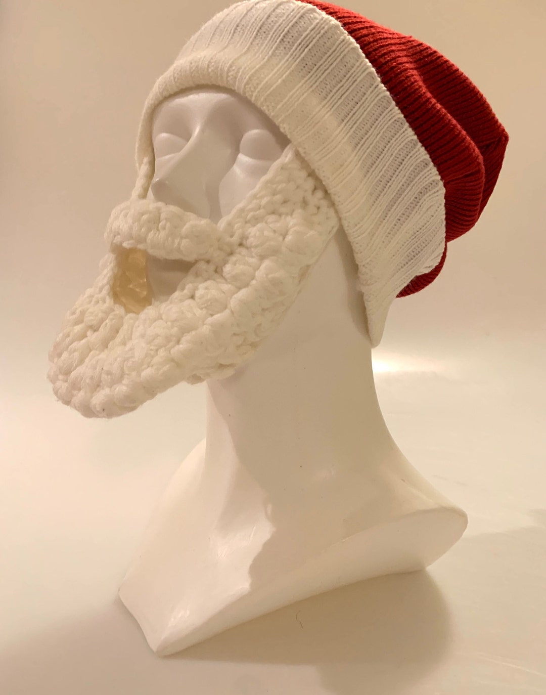 Christmas Hat Santa Claus Hat With Beard Knitting Cap With Ball for ...
