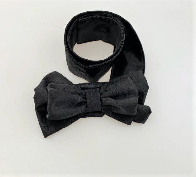 Black Bow Belt Handmade Waist Belt Evening Belt Satin Polyester Dress ...