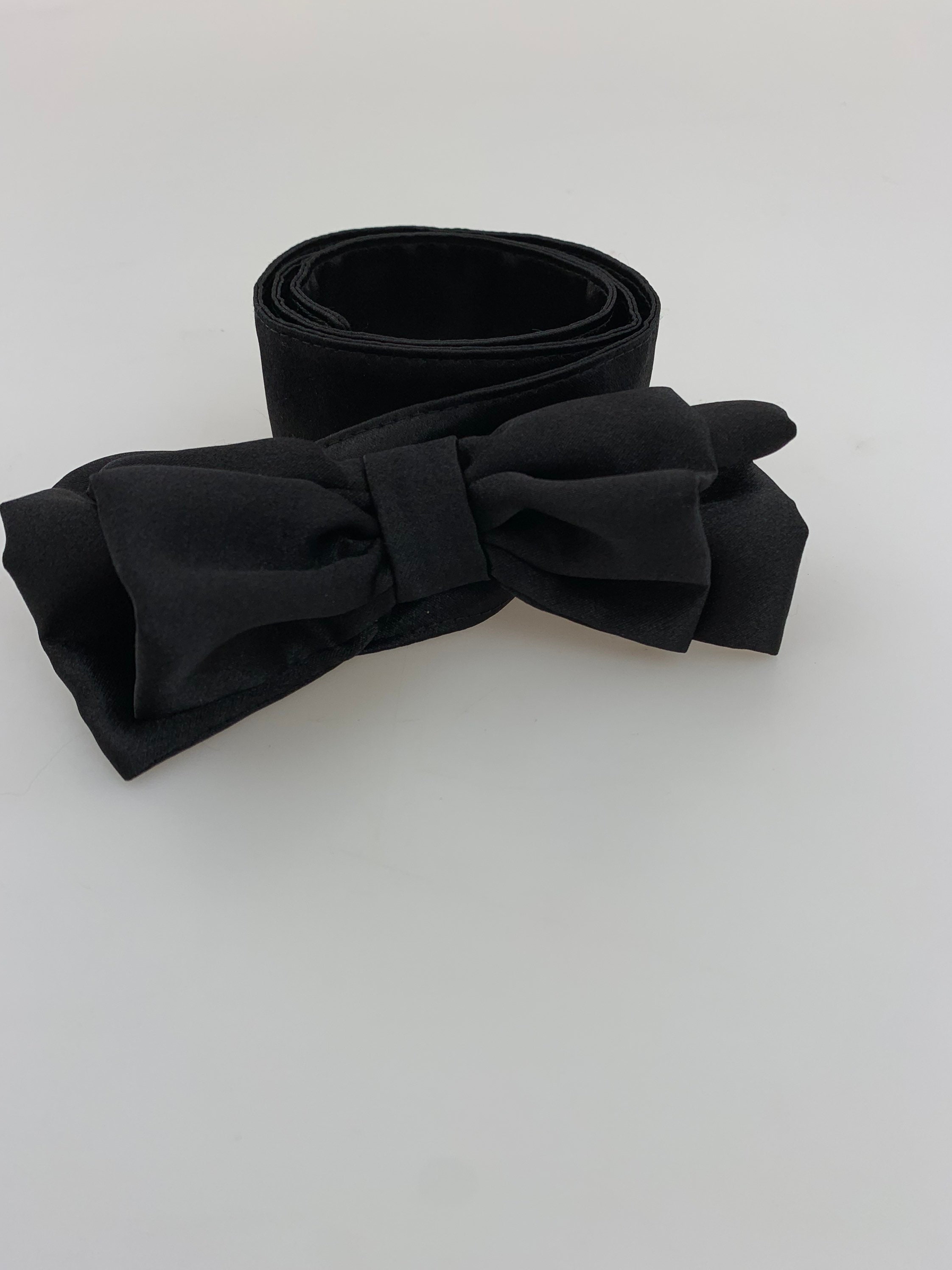 Black Bow Belt Handmade Waist Belt Evening Belt Satin Polyester Dress ...