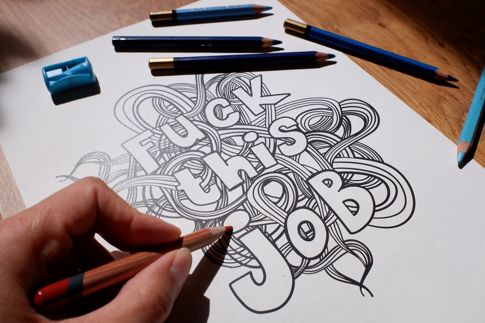 I Hate My Job Digital Coloring Pages, Printable Coloring Book,swear ...