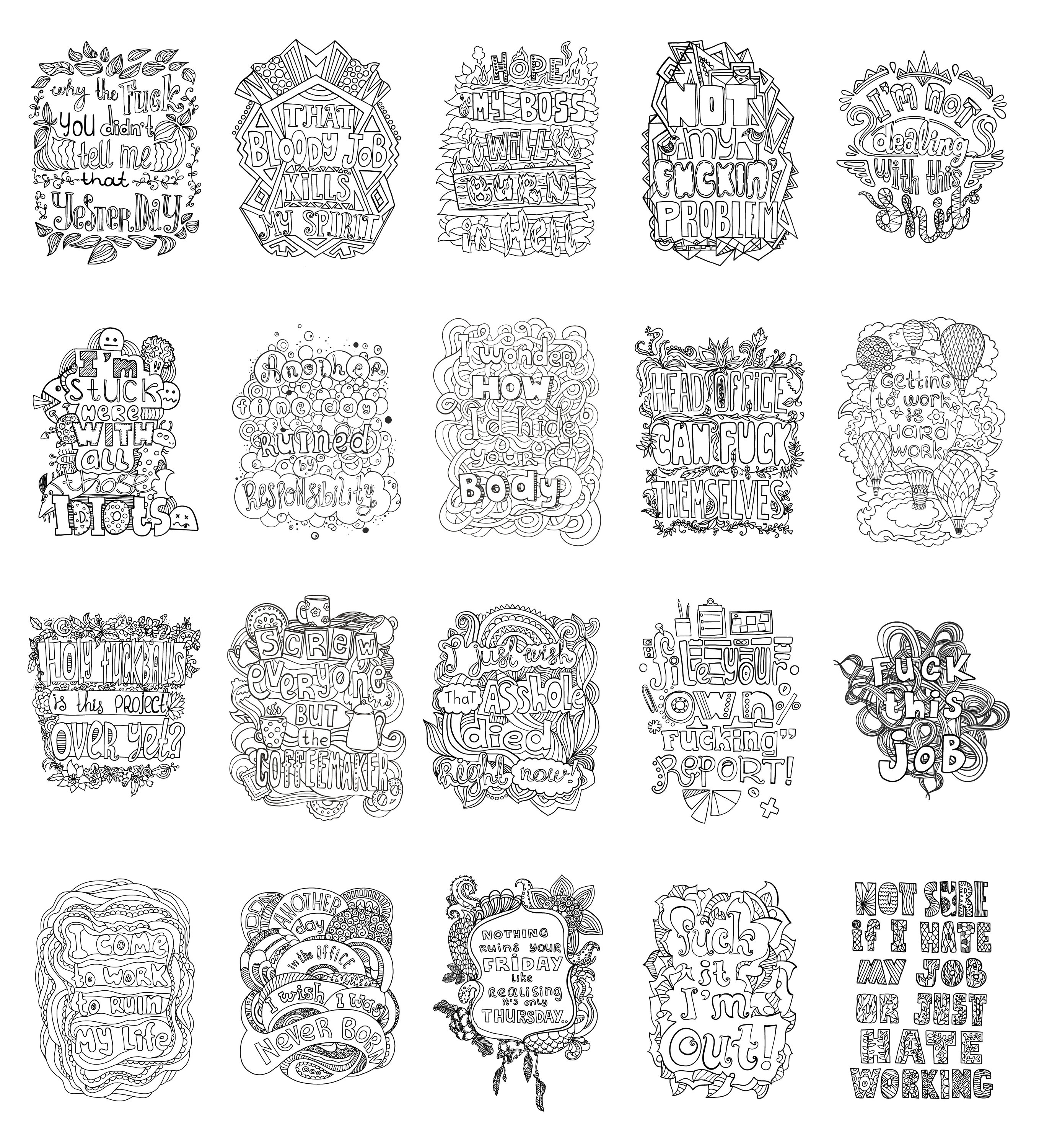 I Hate My Job Digital Coloring Pages Printable Coloring - Etsy UK