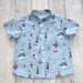 Short Sleeve Shirt with Mandarin collar in seaside character | Etsy