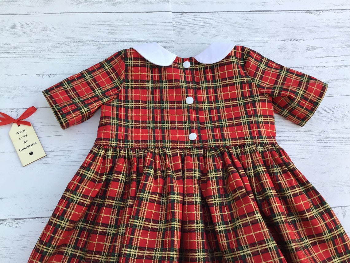 Girls Tartan Dress With Peter Pan Collar Christmas Dress - Etsy UK