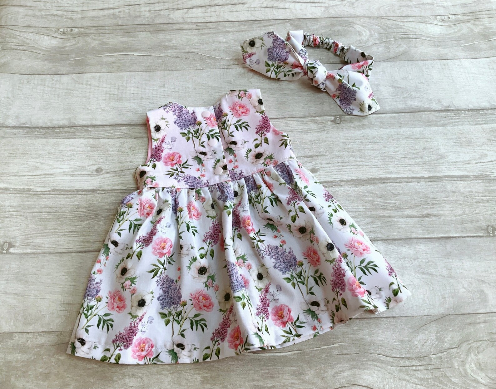 Girls Summer Floral Dress Matching Bloomers and Headband - Etsy