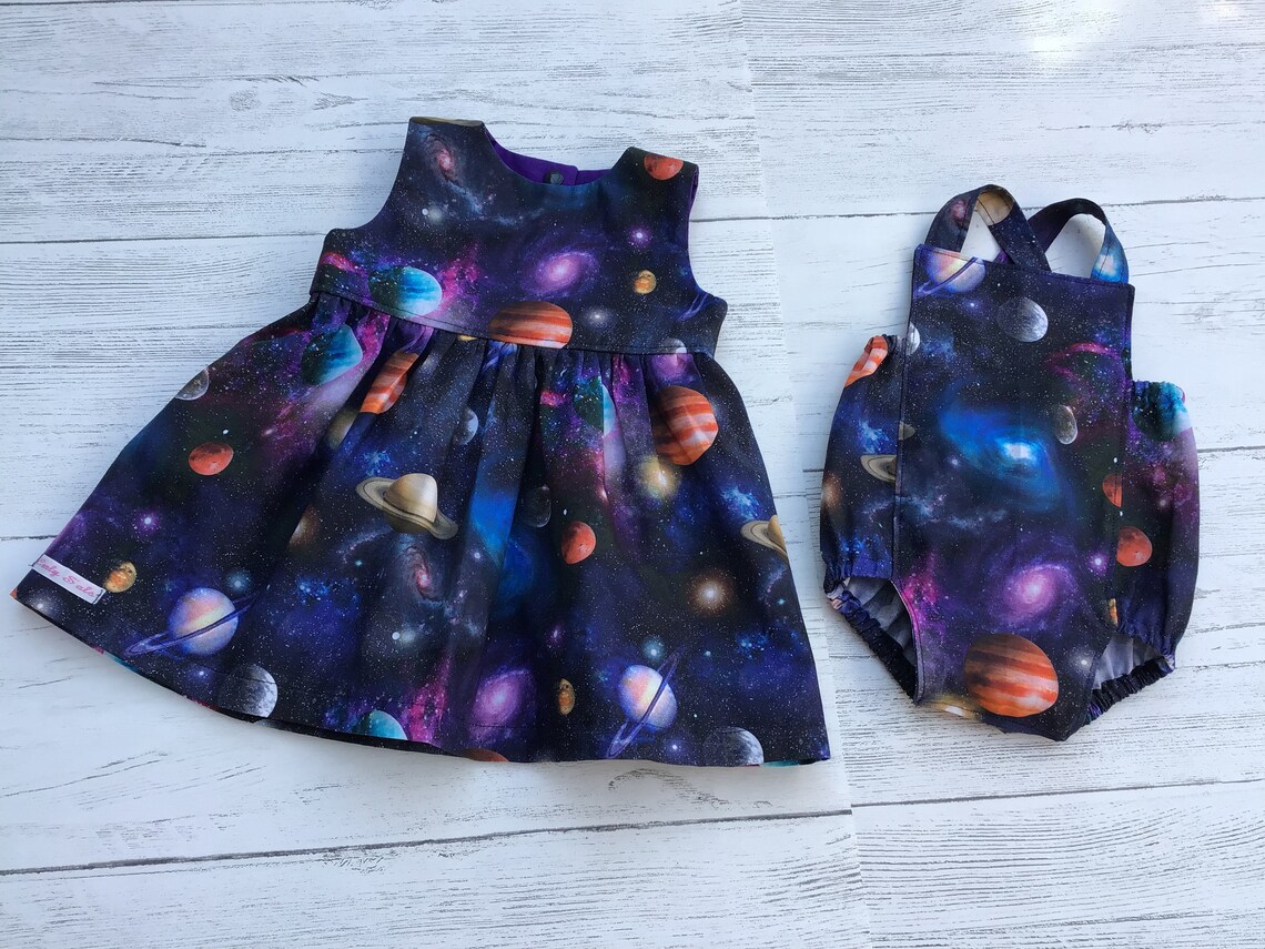 Girls space dress baby girl planet dress girls clothing | Etsy