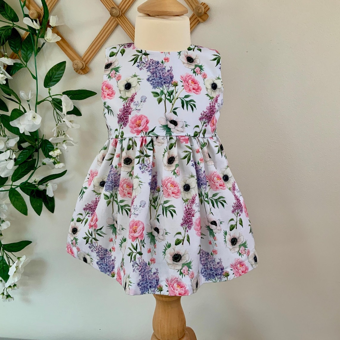 Girls Summer Floral Dress, Matching Bloomers and Headband Option ...