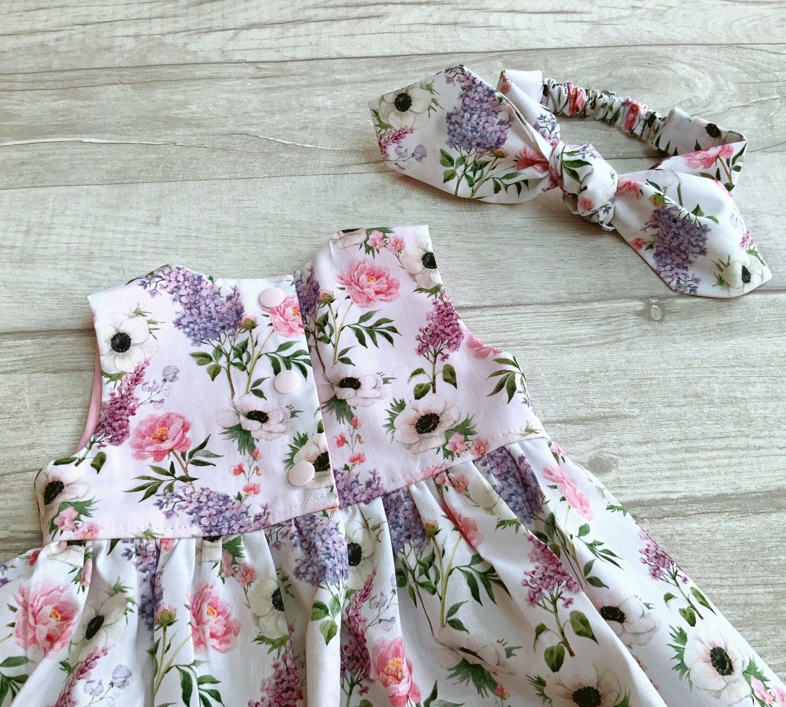 Girls Summer Floral Dress, Matching Bloomers and Headband Option ...