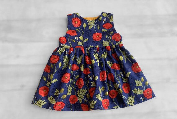 Girls Red Poppy Dress Sleeveless Dress With Headband and - Etsy UK