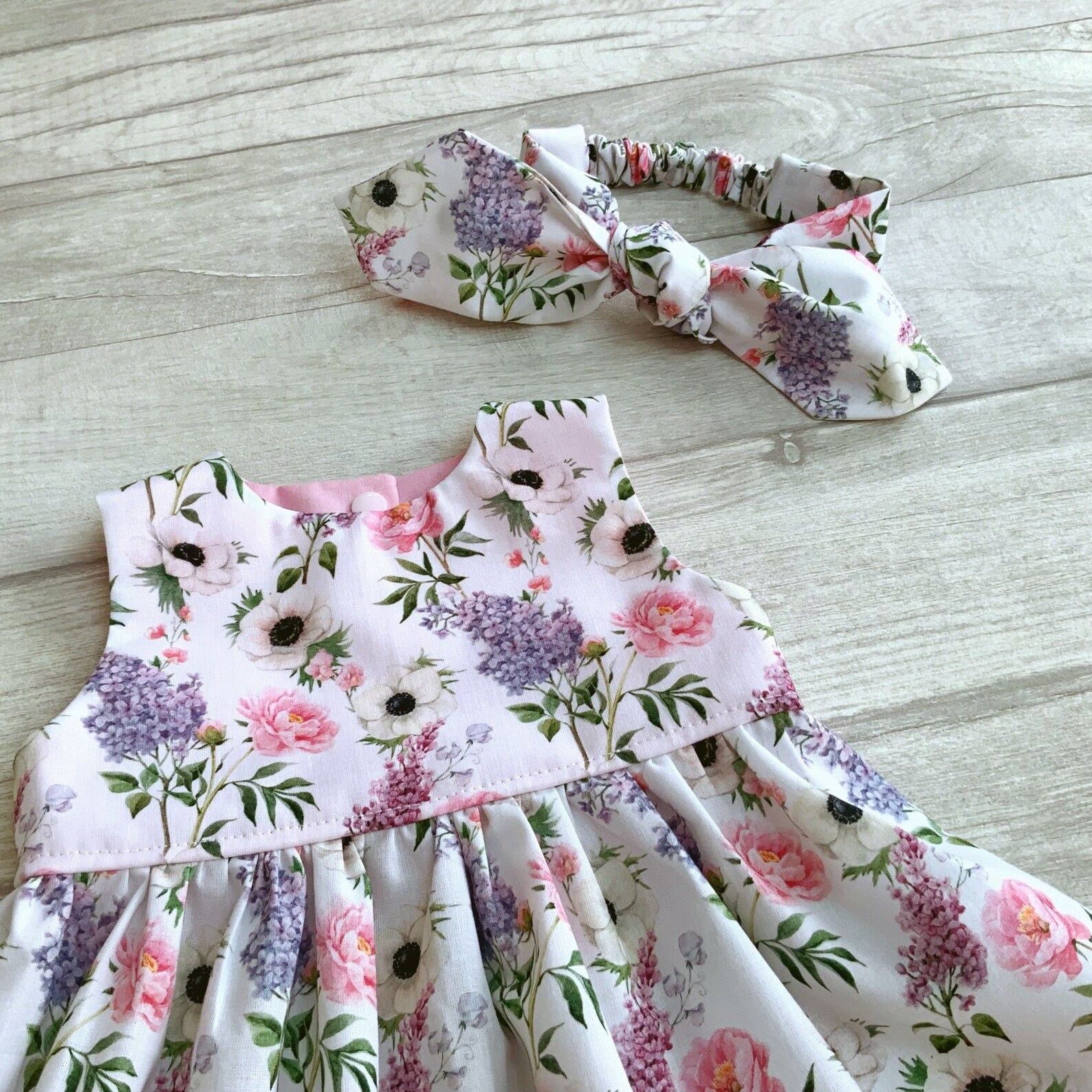 Girls Summer Floral Dress, Matching Bloomers and Headband Option ...