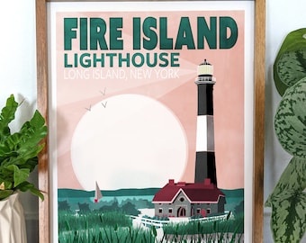 Lighthouse Travel Poster - Etsy