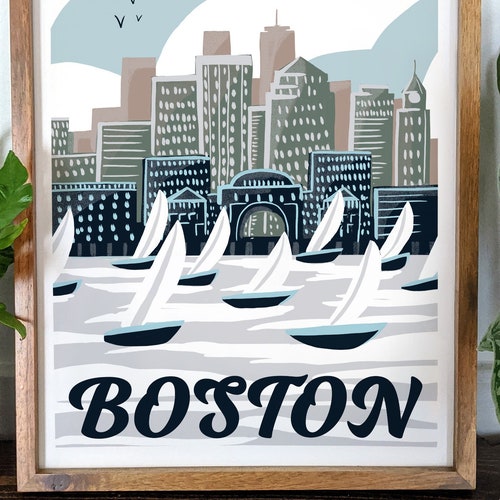 Boston Skyline Print Boston Massachusetts Skyline | Etsy