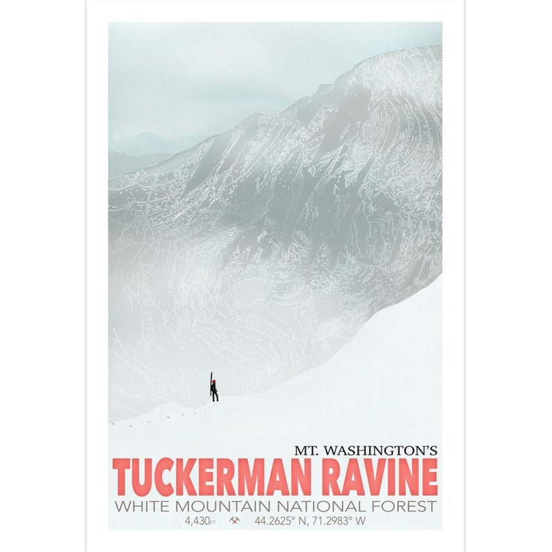 Tuckerman Ravine Illustration Backcountry Skiing Hiking - Etsy