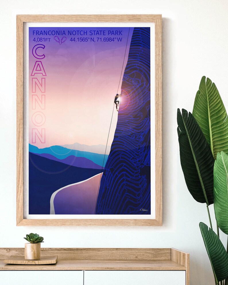 Cannon Mountain Illustration Cannon Cliff Rock Climbing | Etsy