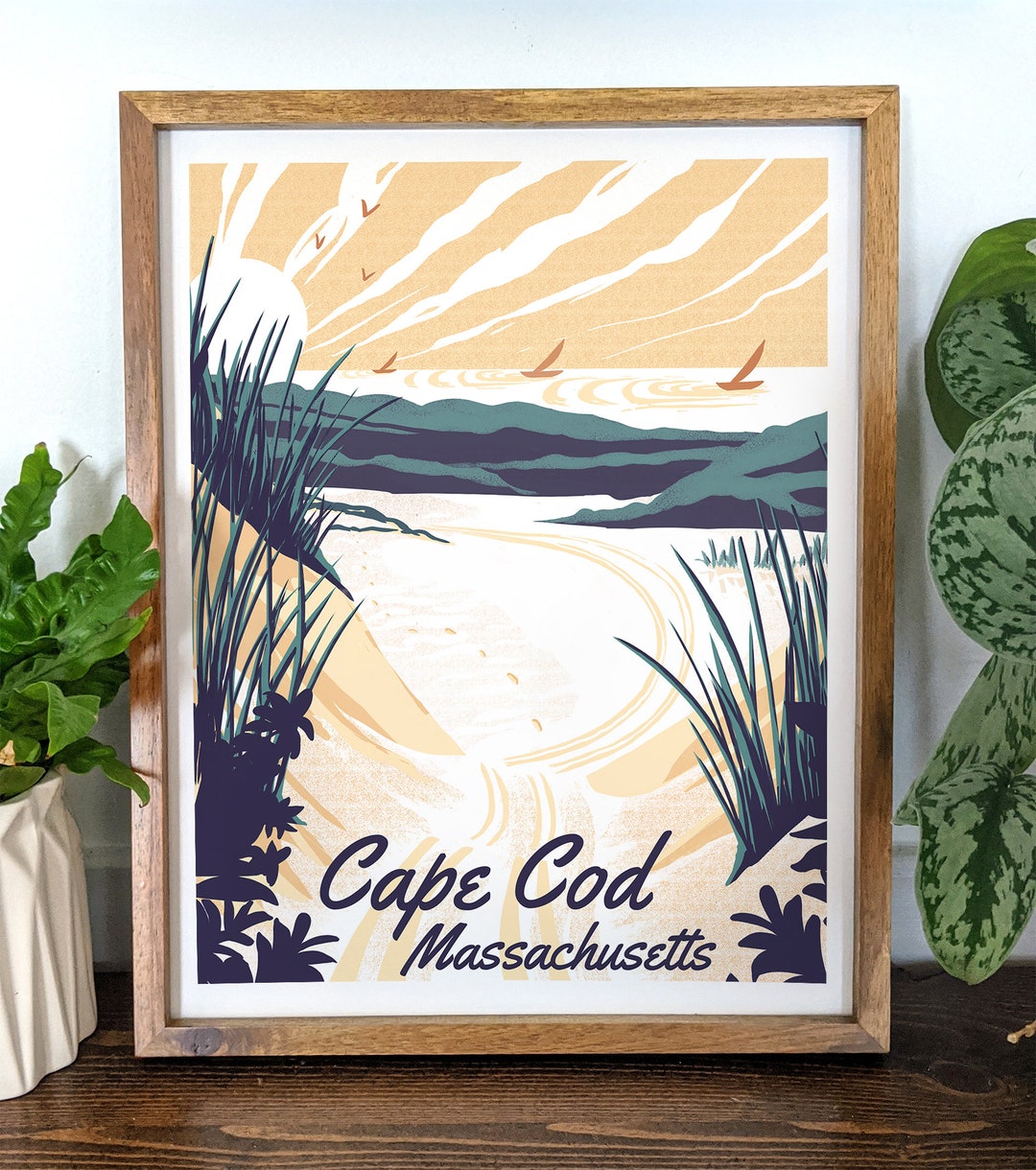 Cape Cod Illustration Cape Cod Travel Poster Beach Illustration - Etsy