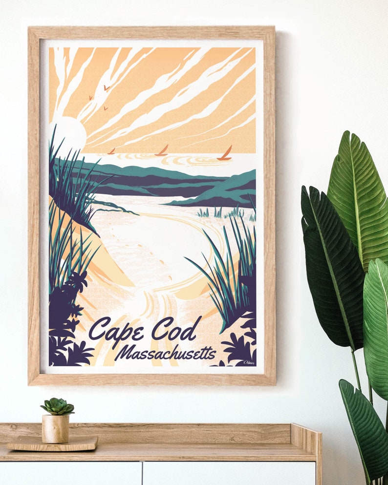 Cape Cod Illustration Cape Cod Travel Poster Beach - Etsy