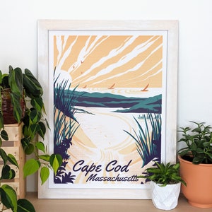 Cape Cod Illustration Cape Cod Travel Poster Beach Illustration - Etsy