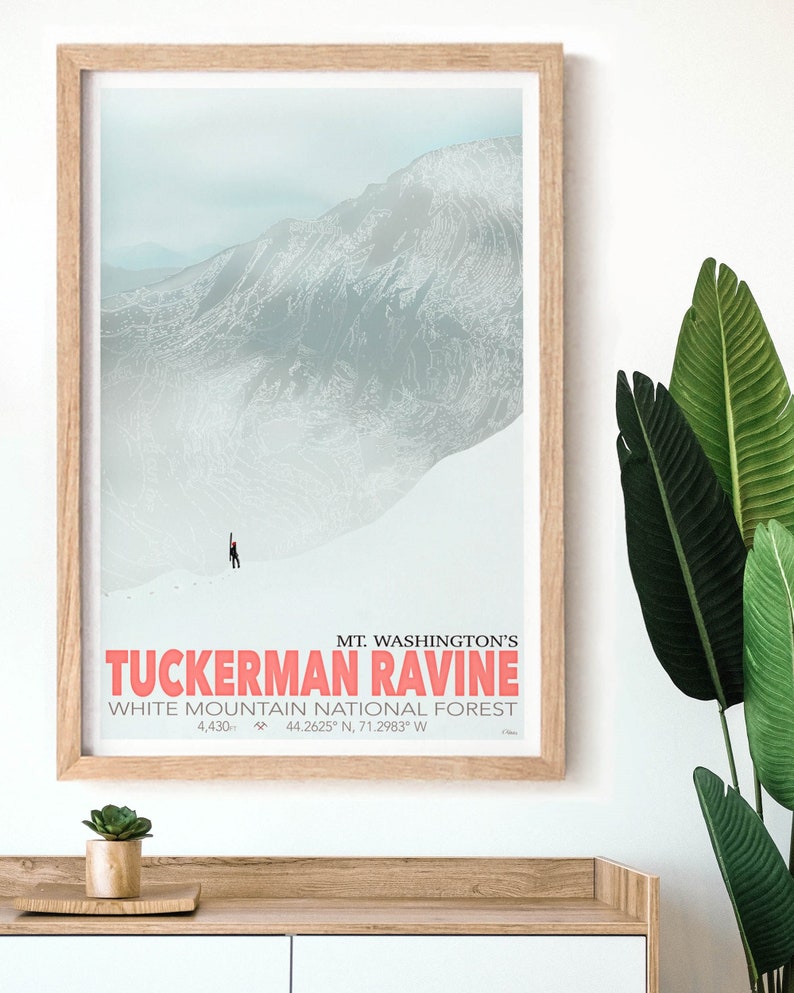 Tuckerman Ravine Illustration Backcountry Skiing Hiking - Etsy