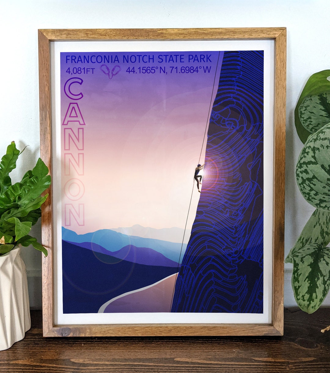 Cannon Mountain Illustration Cannon Cliff Rock Climbing Hiking New ...