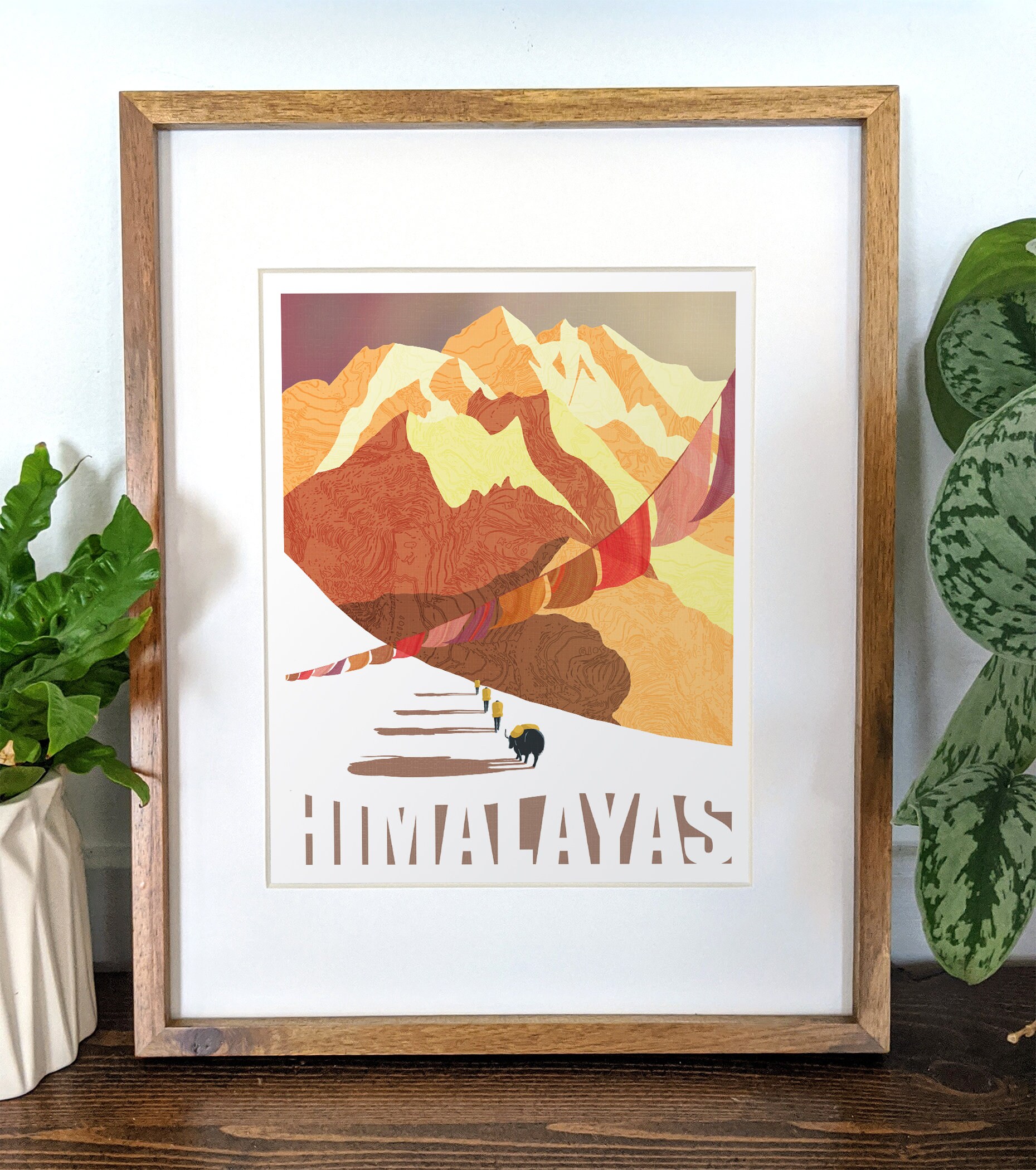 Himalayas Trekking Illustration Himalayas Travel Poster | Etsy