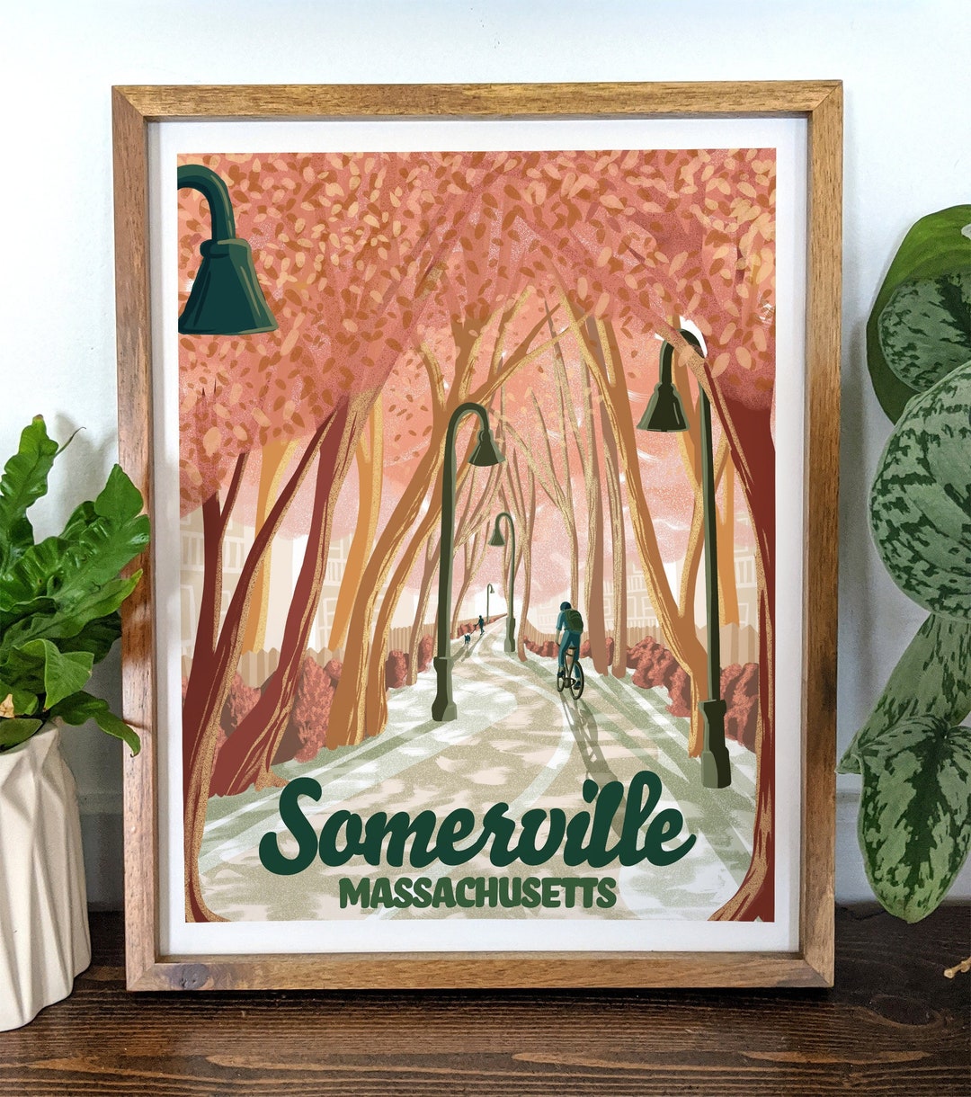 Somerville, Massachusetts Print - Bike Path - Davis Square- Somerville ...