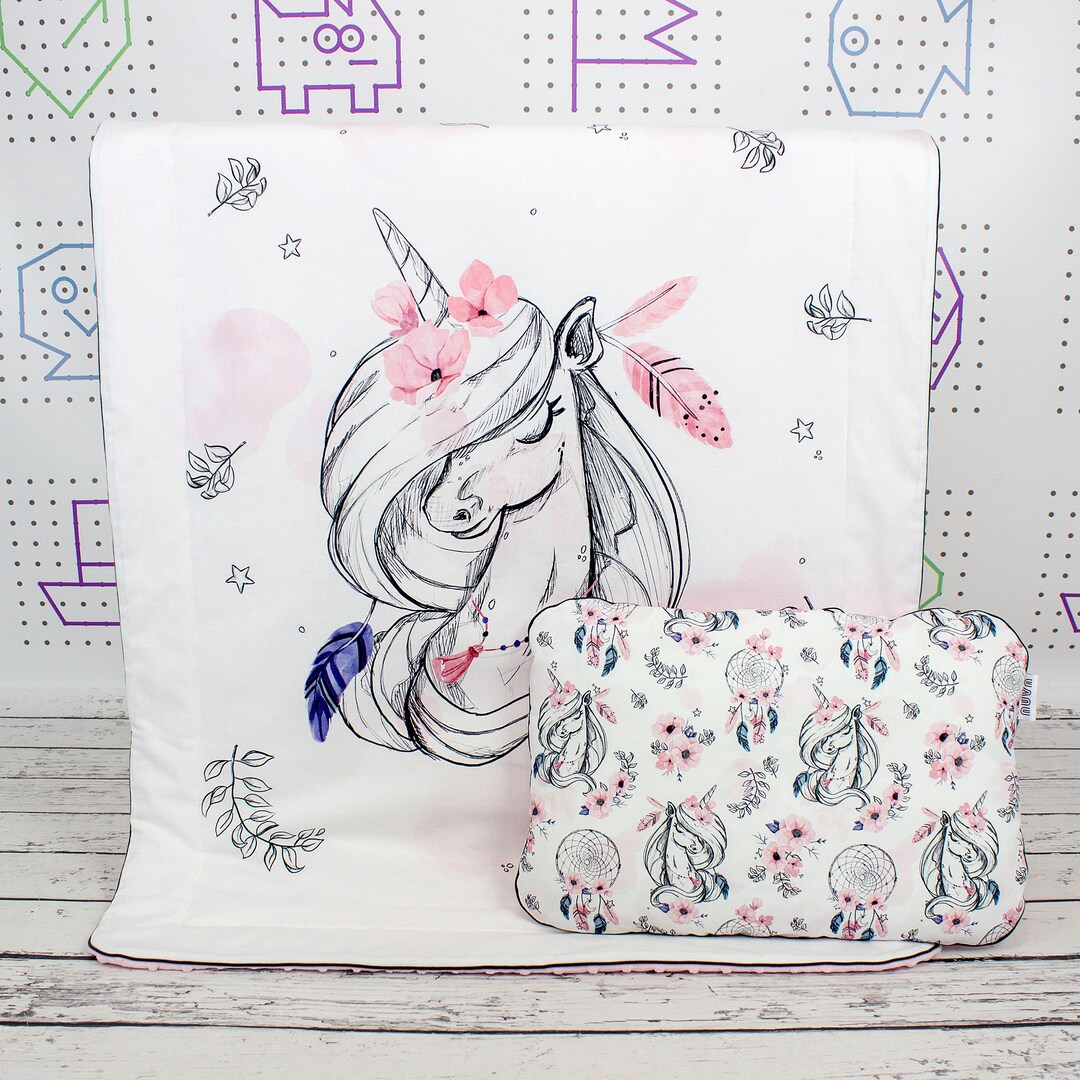 Boho Unicorns Crib Bedding Set Personalized Girl Minky - Etsy