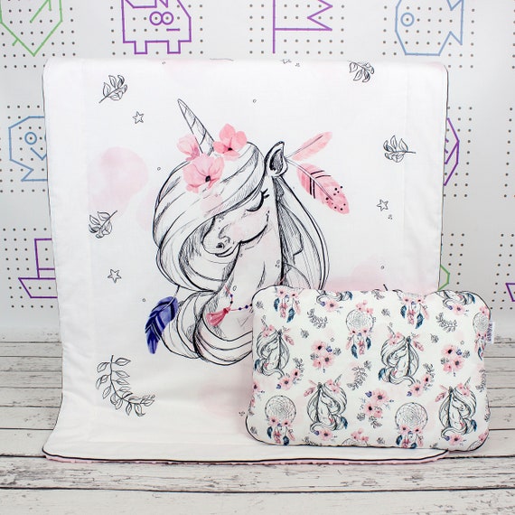Boho Unicorns Crib Bedding Set Personalized Girl Minky - Etsy