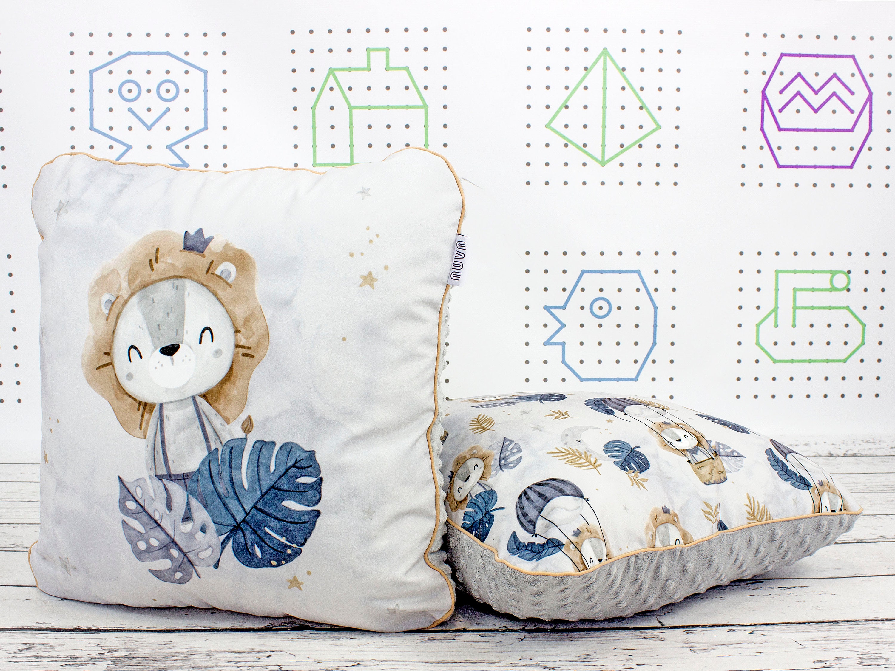 Lion Animals Baby Play Mat and Decorative Pillow Round Play - Etsy