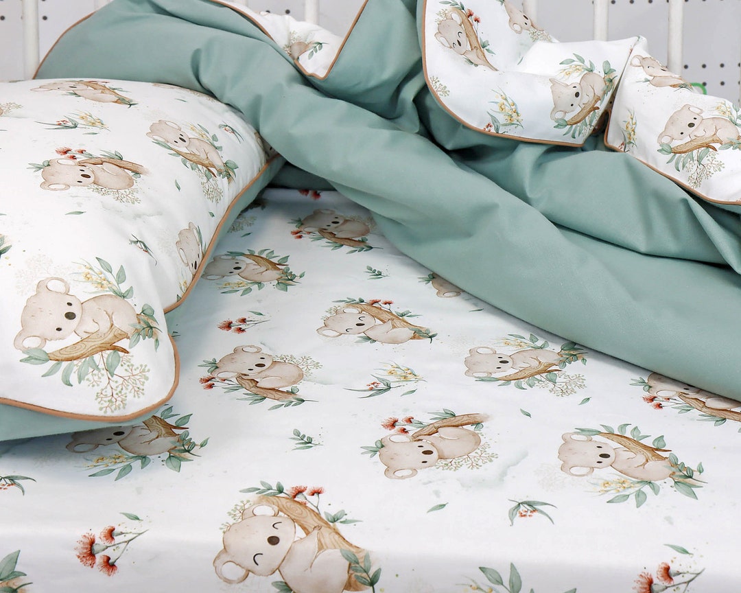 White Koala Baby Sheet, Cotton Fitted/flat/top Sheet, Koala Bears and ...