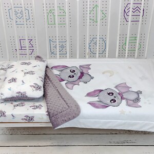 White Baby Bats Crib Blanket, Cute Vampire Bats Personalized Minky ...