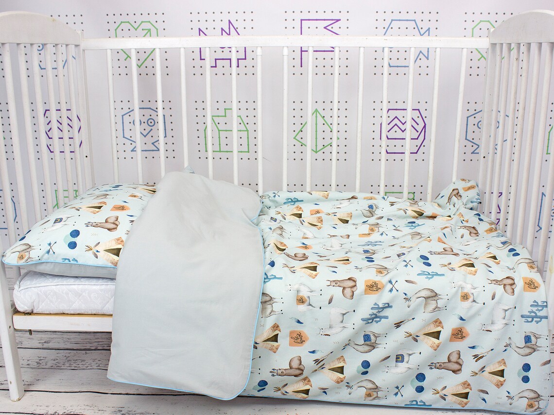 Blue Be Brave Llama Kids and Baby Bedding Set Soft Cotton - Etsy