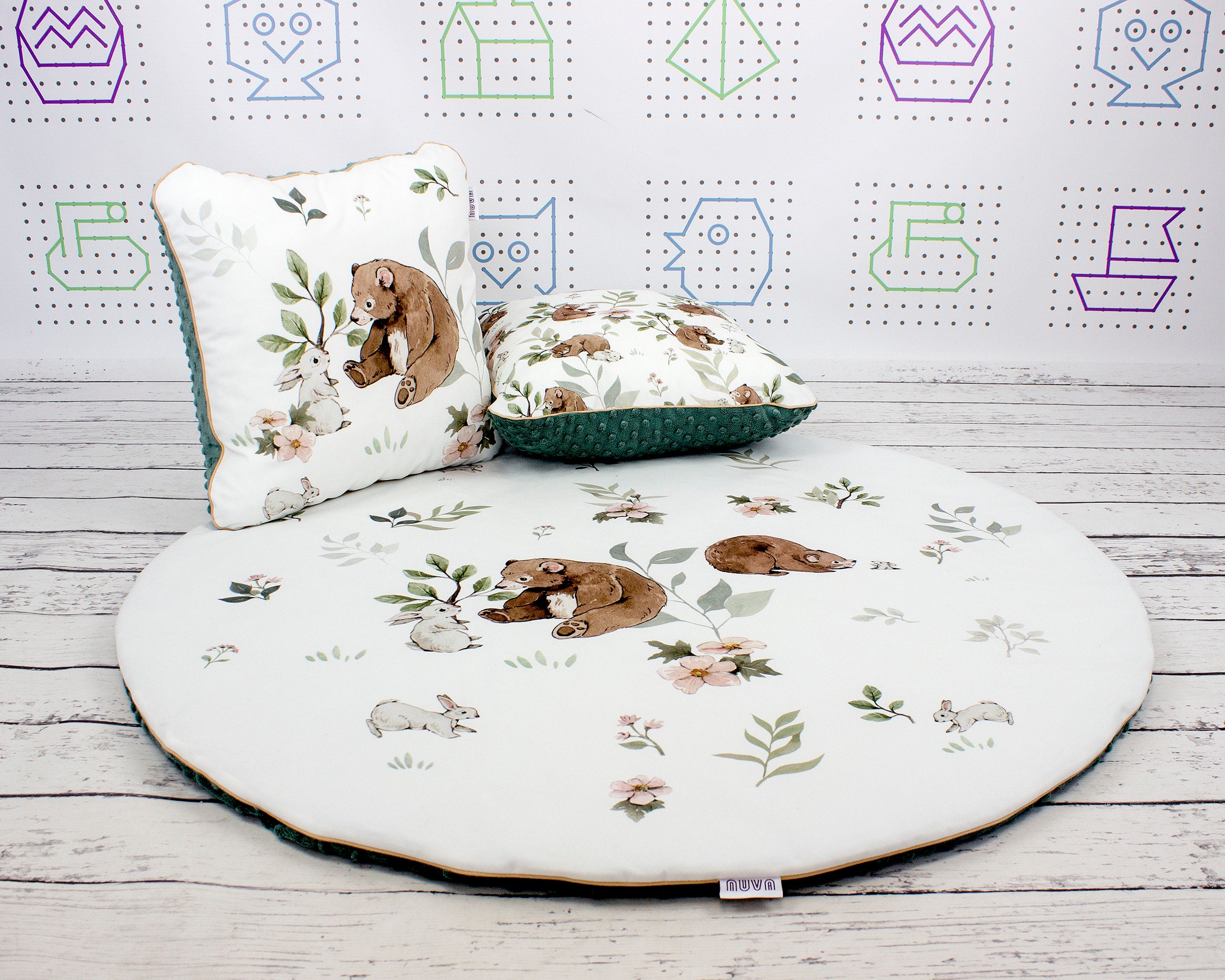 Bear Bunny and Mouse Baby Play Mat and Decorative Pillow | Etsy