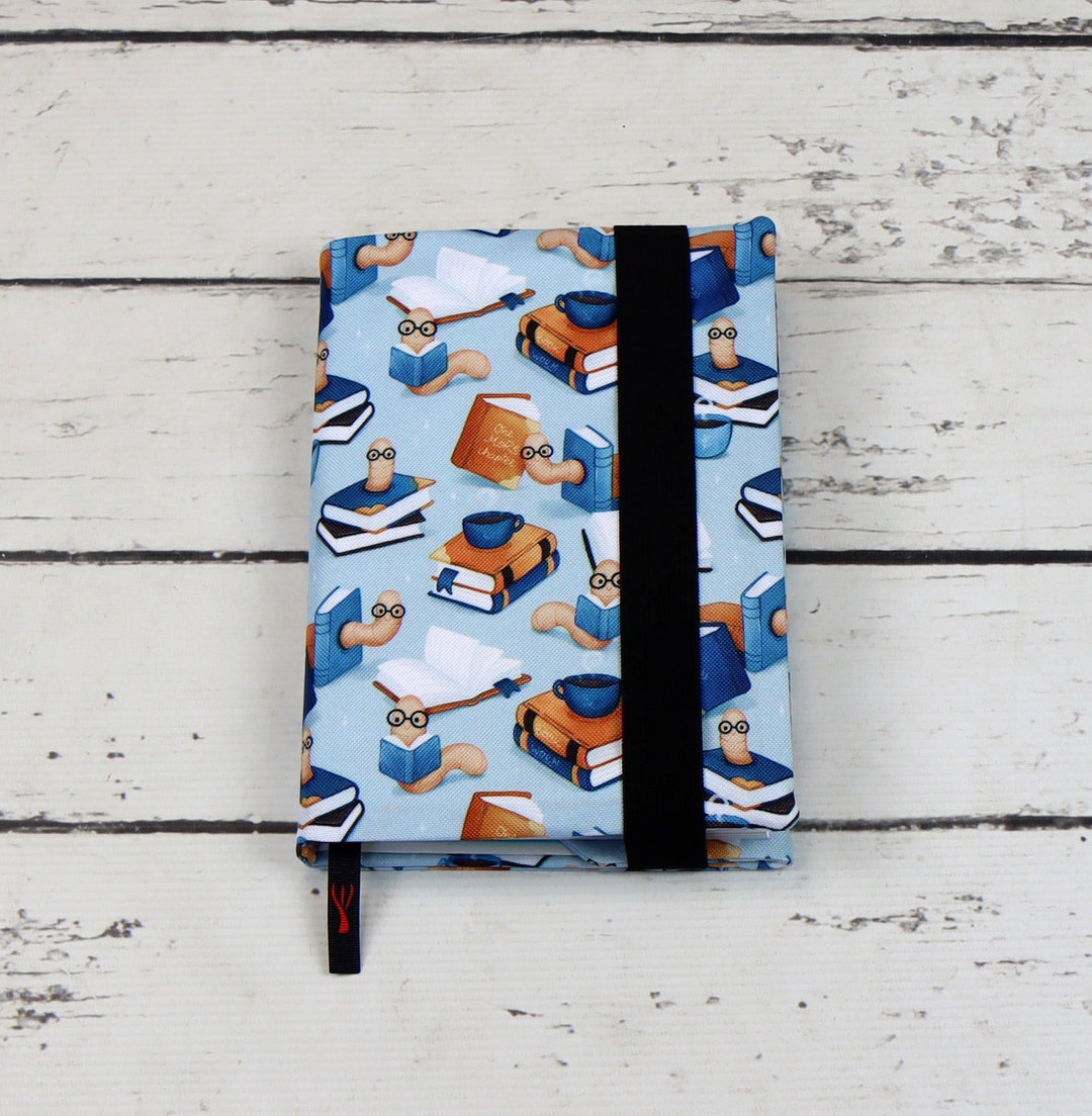 Bookworm Blue Book Cover, Adjustable Book Protector, Padded Cover for ...