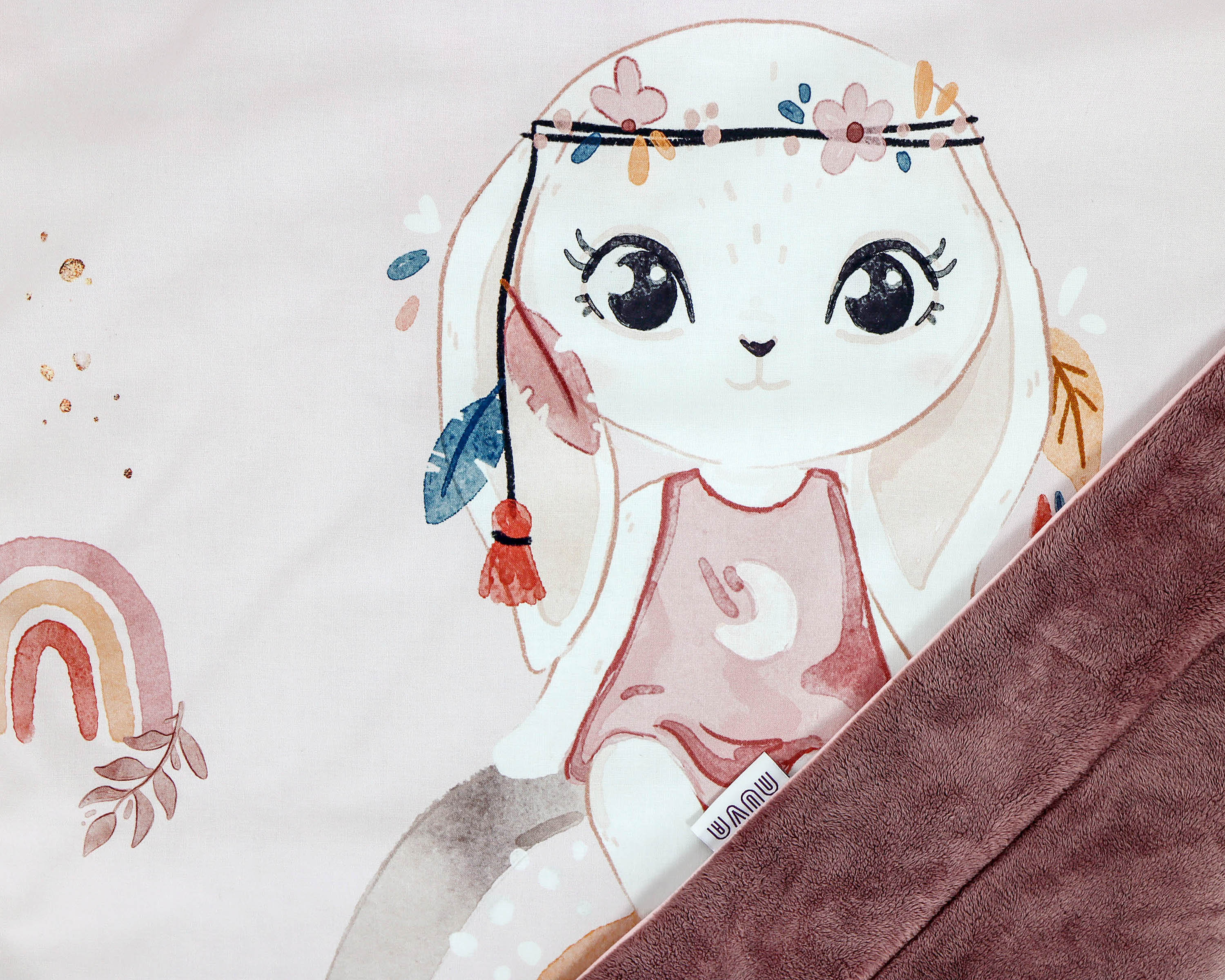 Boho Bunny Crib Bedding Set Rainbow and Moon Minky Bedding - Etsy