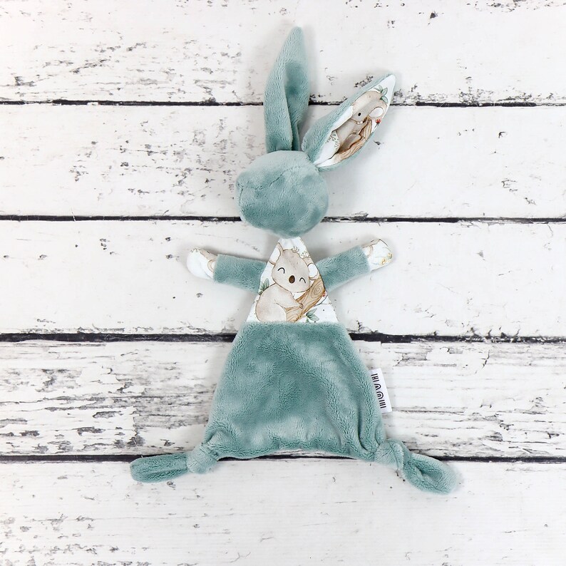 Koala Sky Gray Bunny Snuggle Blanket Personalized Baby - Etsy