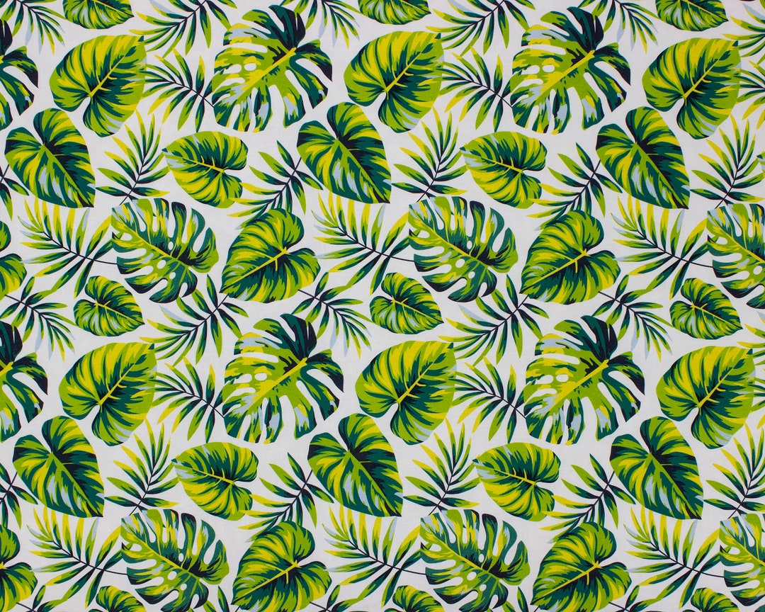 Tropical Jungle Leaves Cotton Fabric – Bold Rainforest Print - Etsy