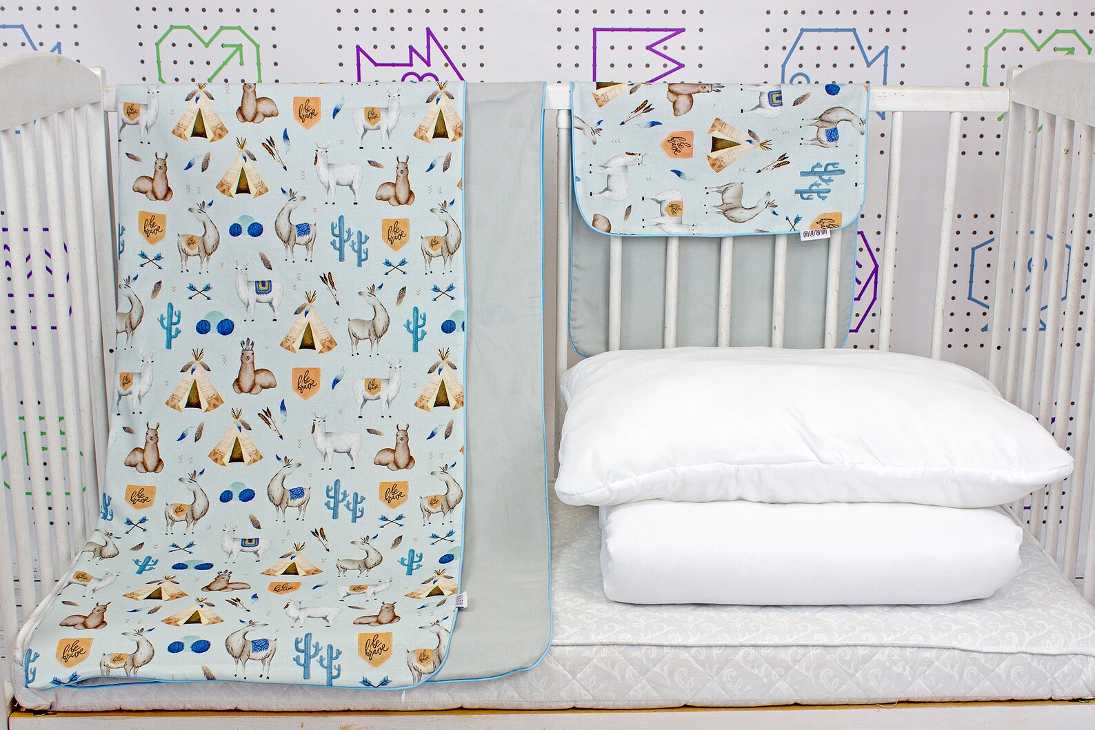 Blue Be Brave Llama Kids and Baby Bedding Set Soft Cotton | Etsy