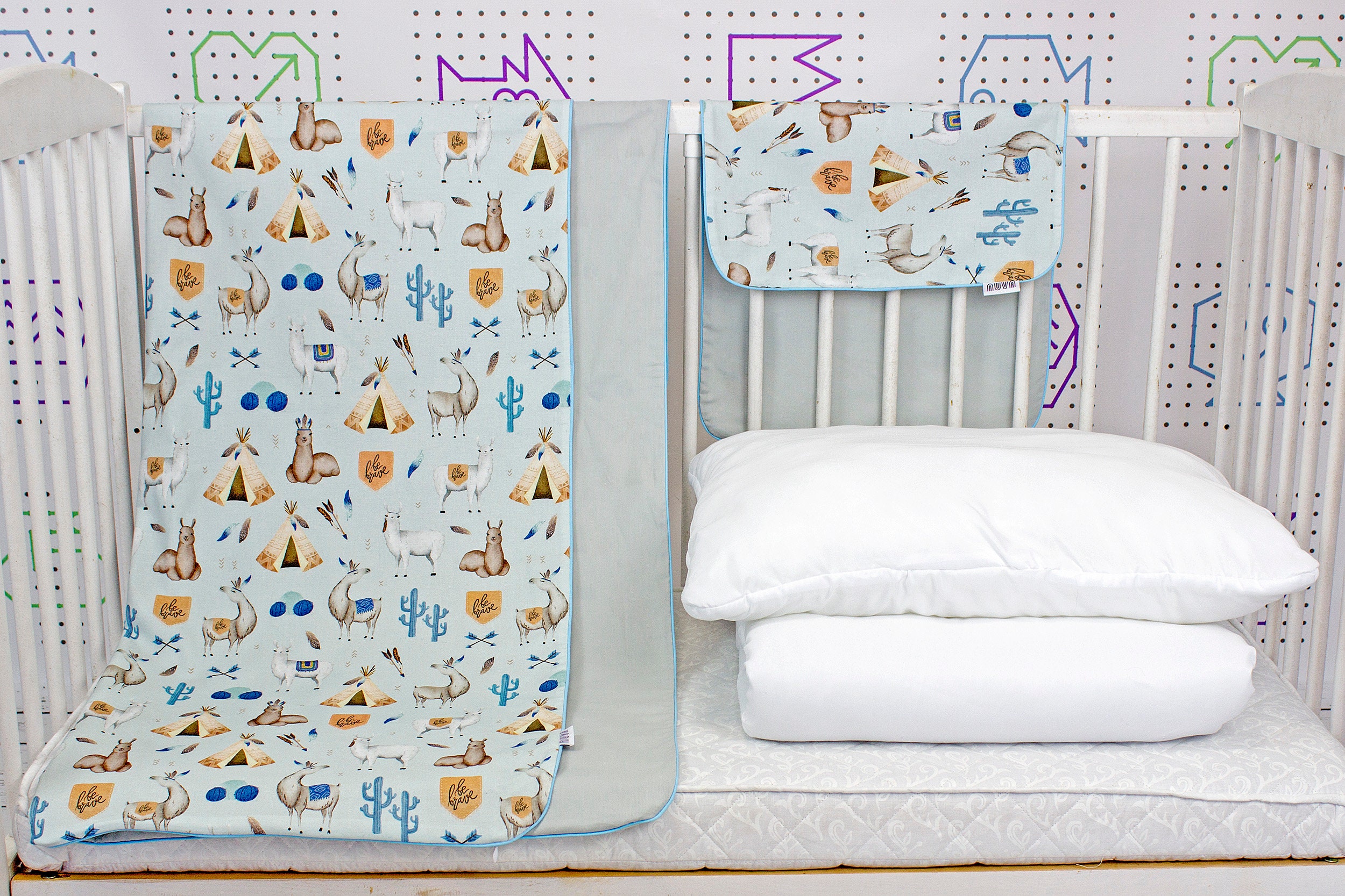 Blue Be Brave Llama Kids and Baby Bedding Set Soft Cotton | Etsy
