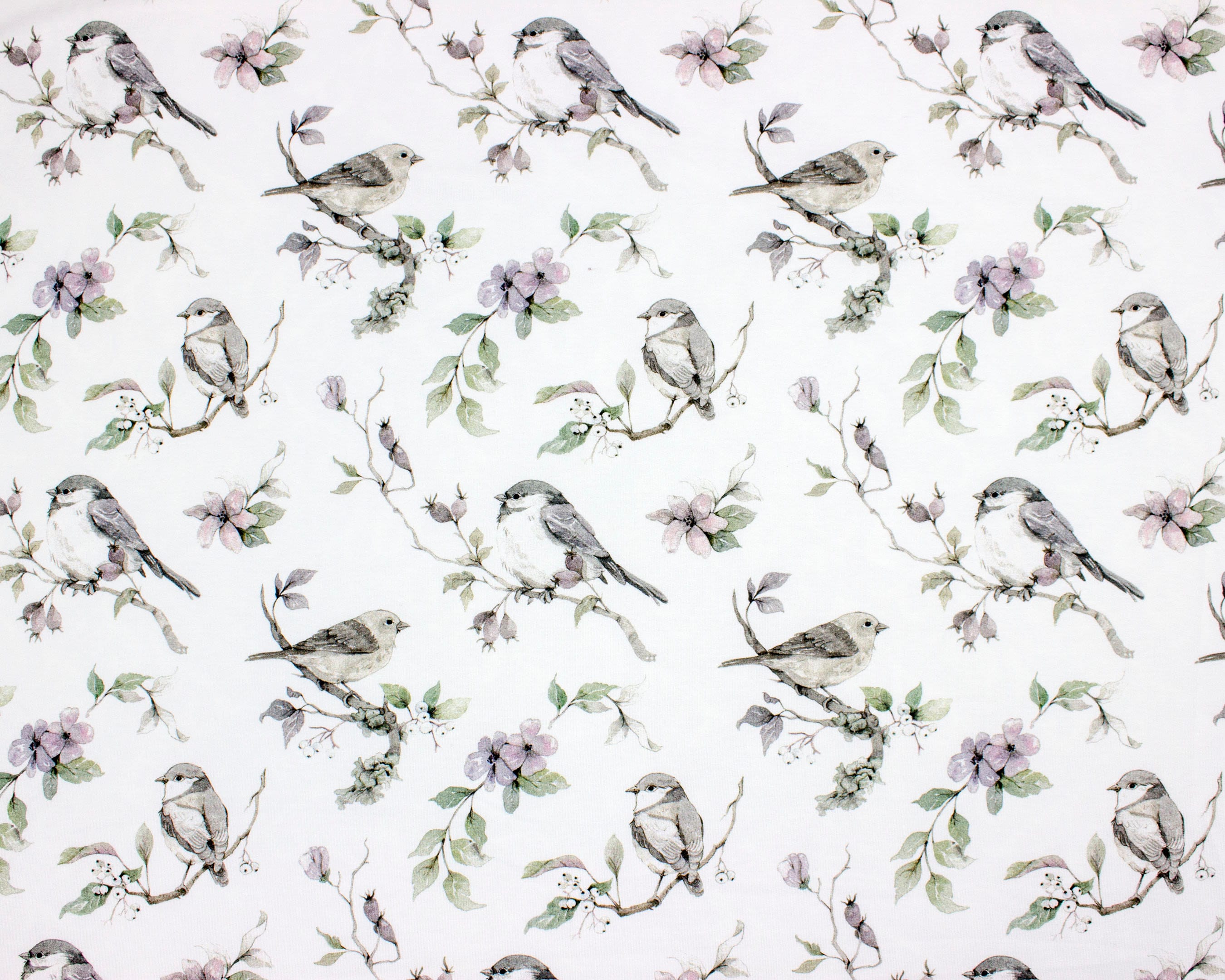 Spring Flower Garden and Birds Stretch Knit Fabric Floral and - Etsy