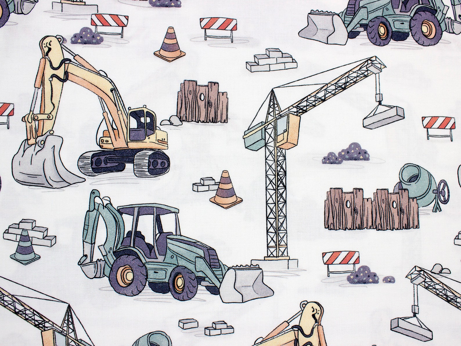 Construction Vehicle Cotton Fabric Building Boy Modern - Etsy