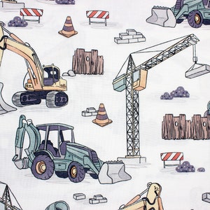 Construction Vehicle Cotton Fabric: Trucks, Diggers Print - Etsy