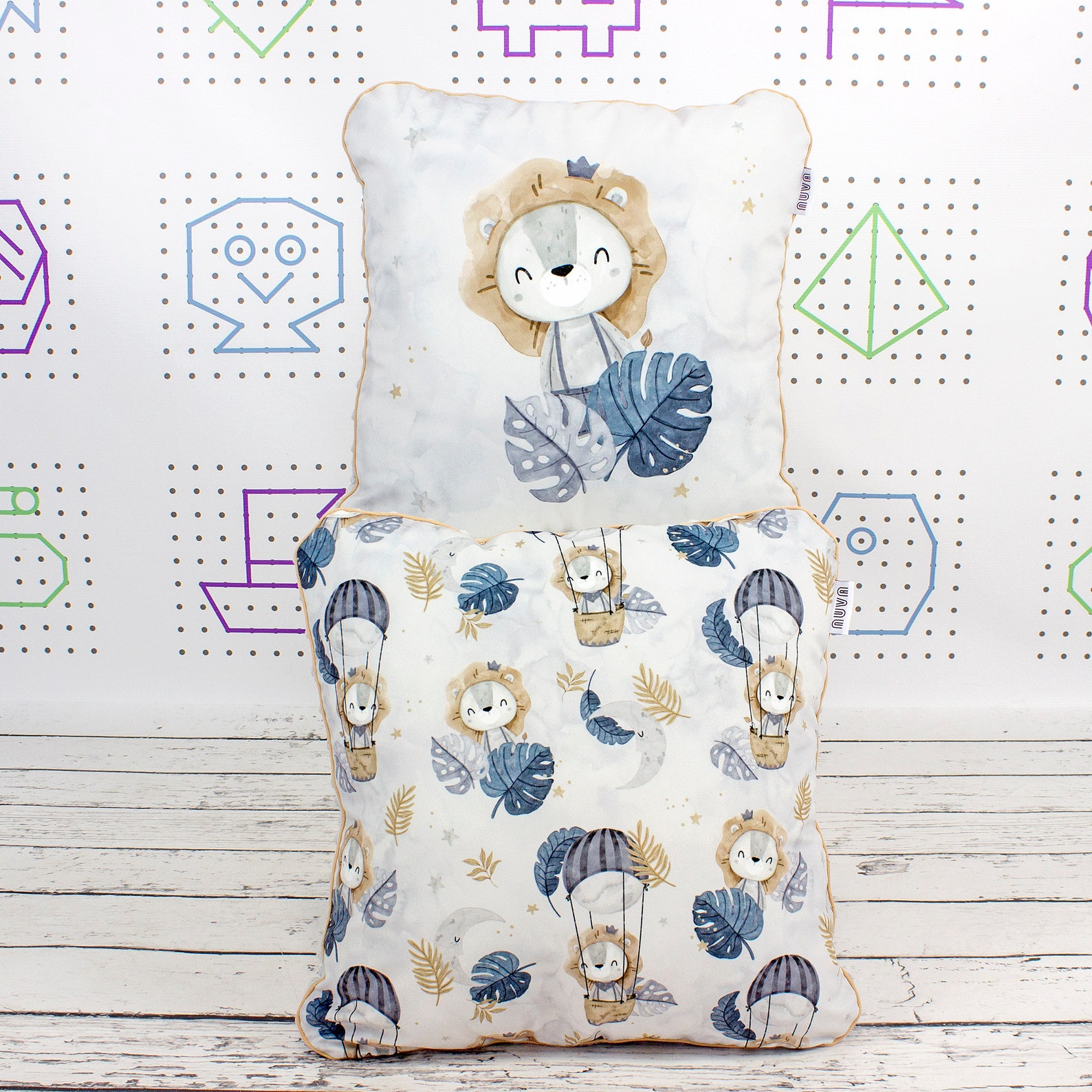 Lion Animals Baby Play Mat and Decorative Pillow Round Play - Etsy