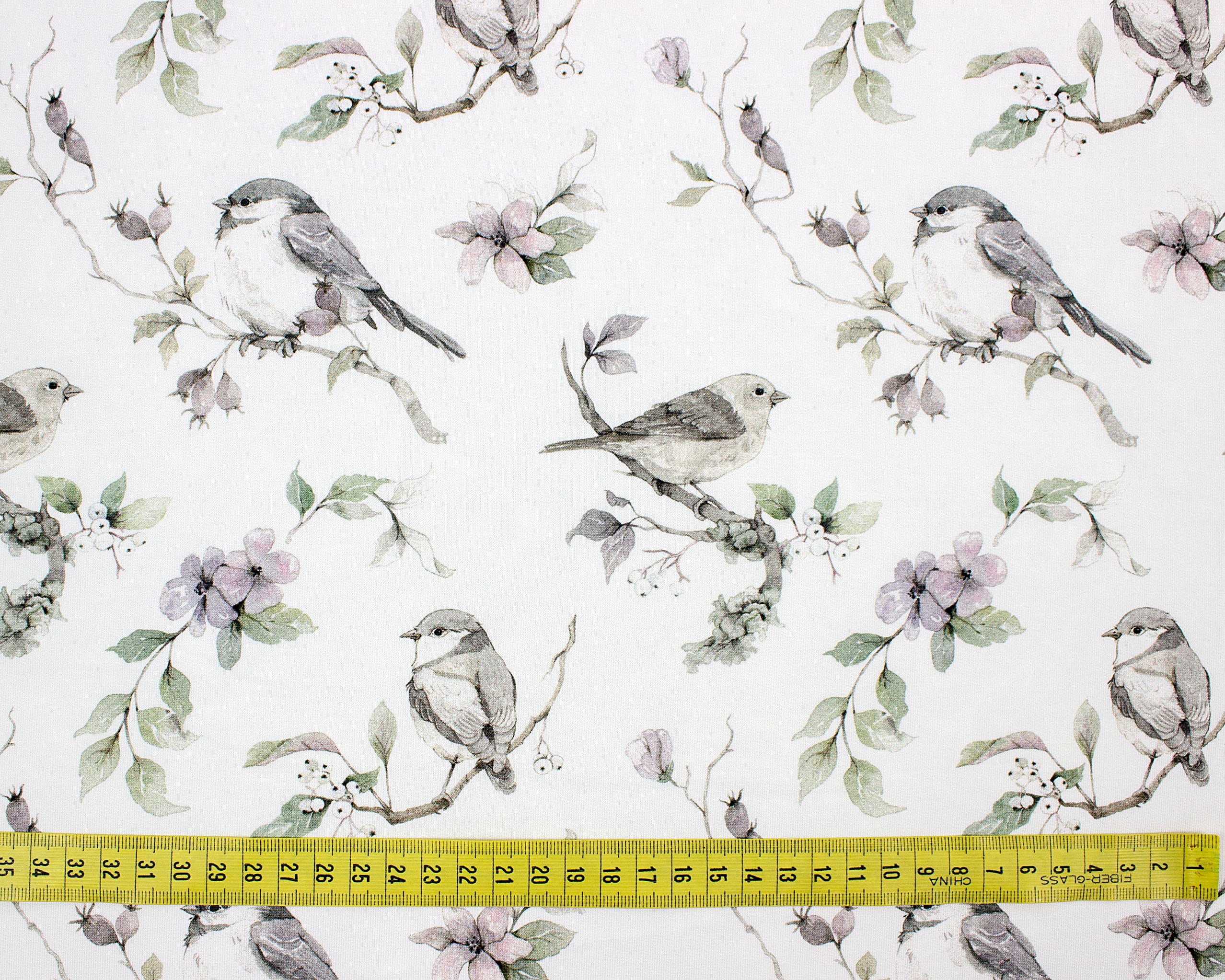 Spring Flower Garden and Birds Stretch Knit Fabric Floral and - Etsy