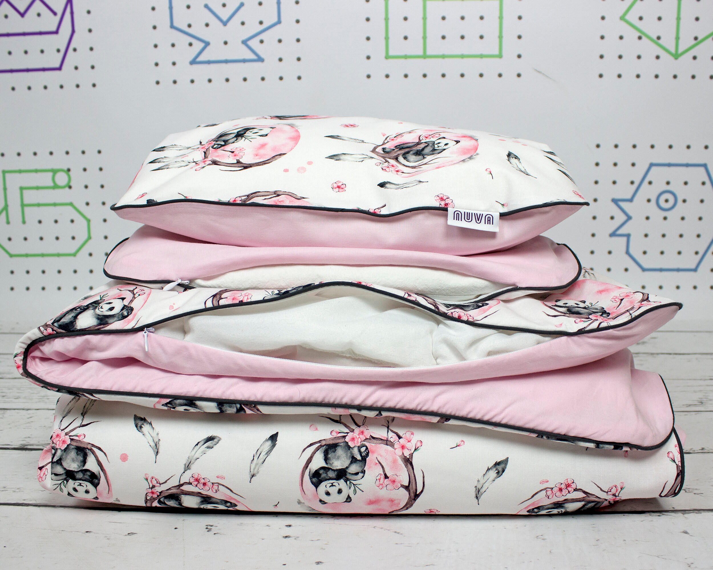 Panda Boho Kids and Baby Bedding Set Soft Cotton Nursery | Etsy