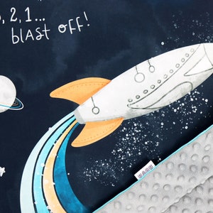 Space Navy Crib Bedding Set, Spaceship Rocket Bedding Set, Cotton and ...