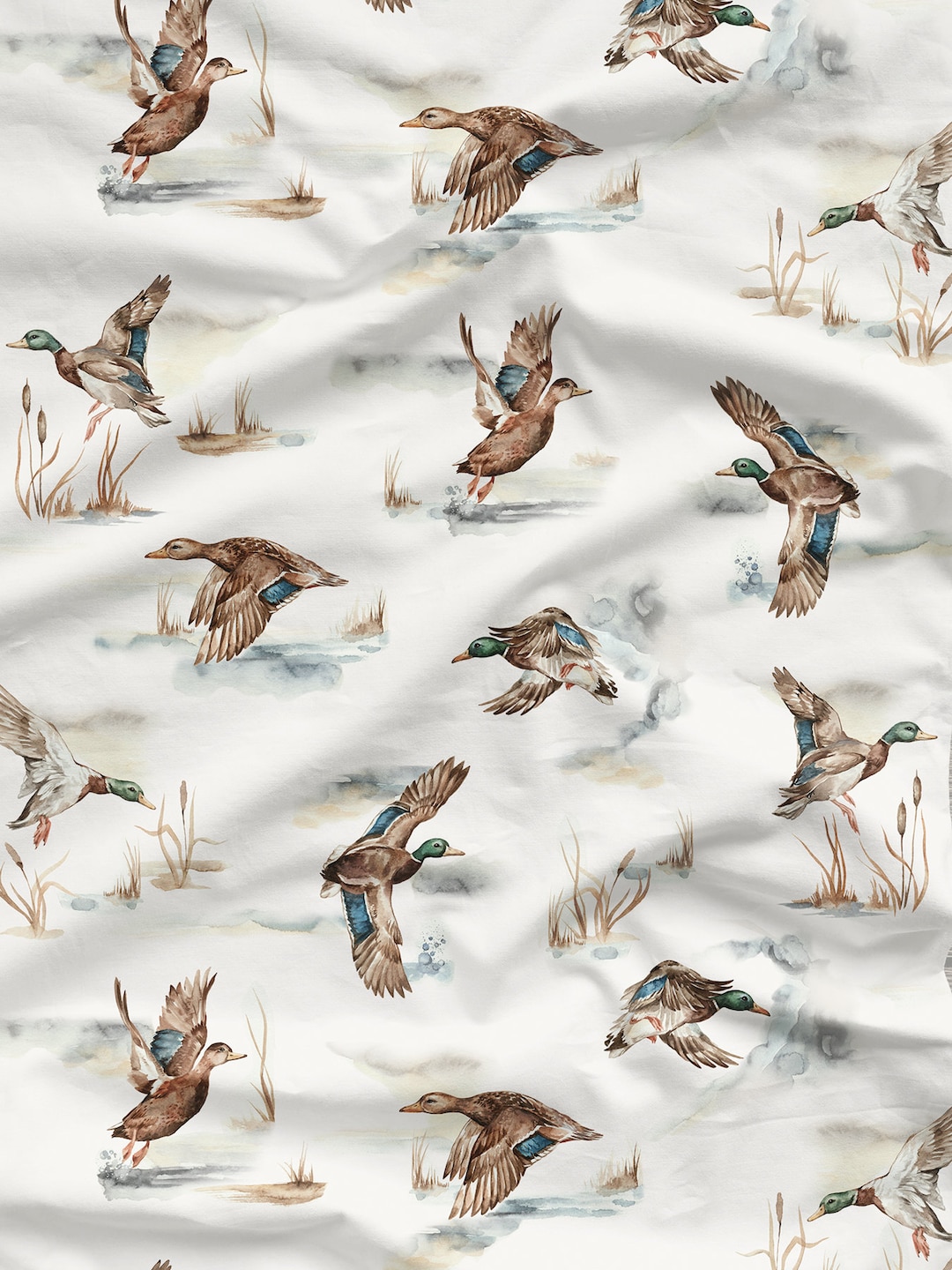 Wild Ducks Cotton Fabric – Premium Digital Print - Etsy