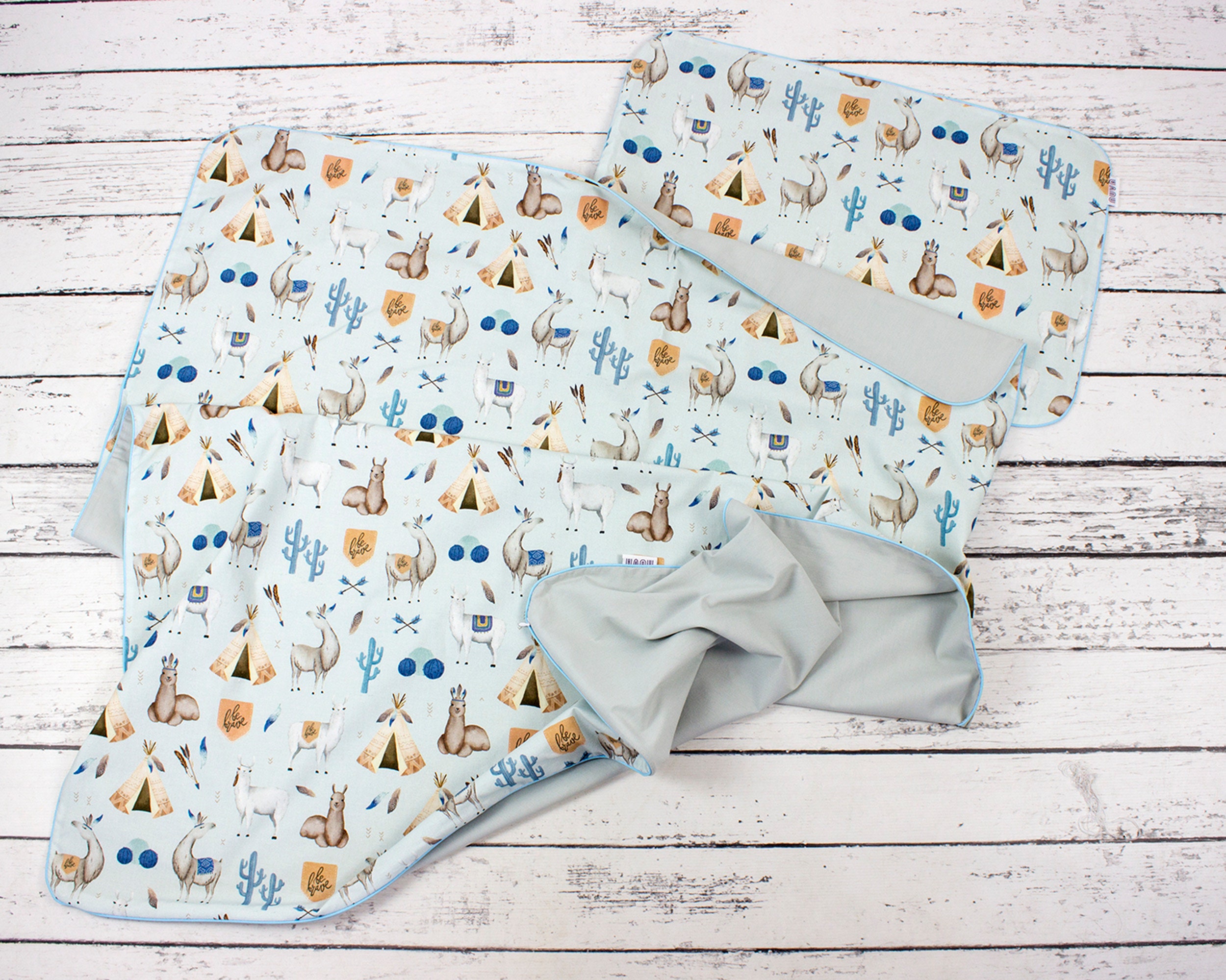 Blue Be Brave Llama Kids and Baby Bedding Set Soft Cotton - Etsy