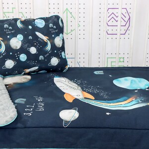 Space Navy Crib Bedding Set, Spaceship Rocket Bedding Set, Cotton and ...